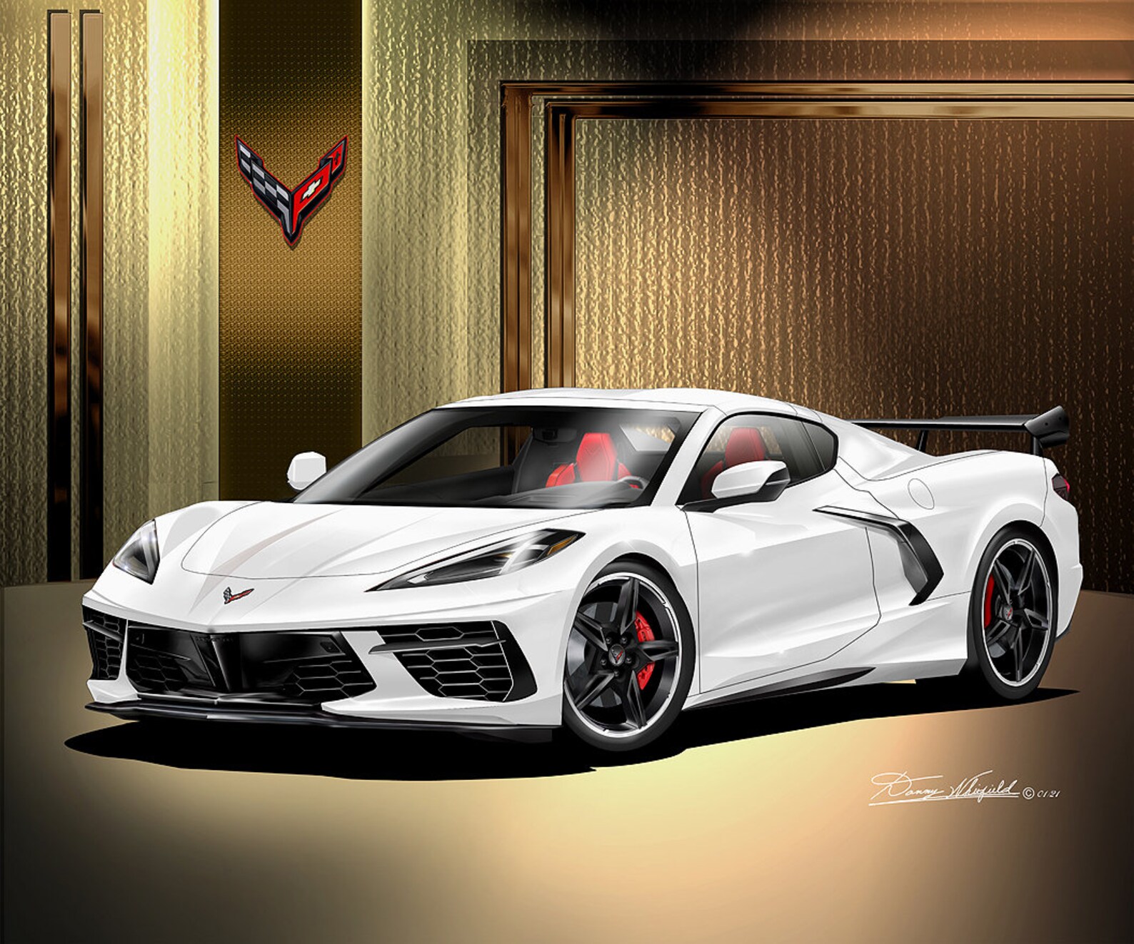 C8 Corvette Stingray Art Print: Vintage Car Poster, Automotive Wall Art ...