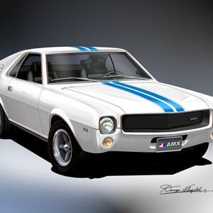 1969 AMC AMX Art Print: Vintage Car Poster, Automotive Wall Art Comes ...