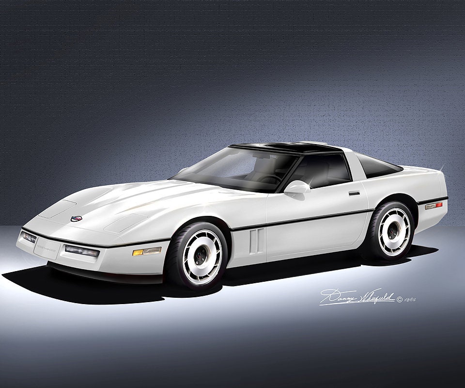 C4 Corvette Art Print: 1984-1990 Vintage Car Poster by Danny Whitfield ...