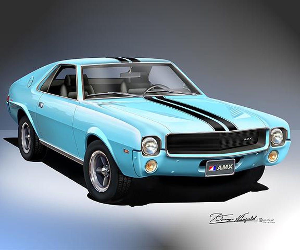 1969 AMC AMX Art Print: Vintage Car Poster, Automotive Wall Art Comes ...