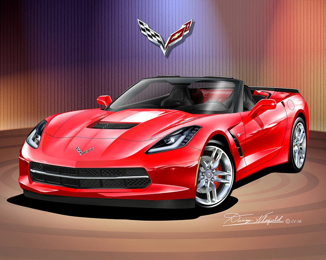 Chevorolet Corvette Art Prints by Danny Whitfield 2014-2019 C7 Corvette ...