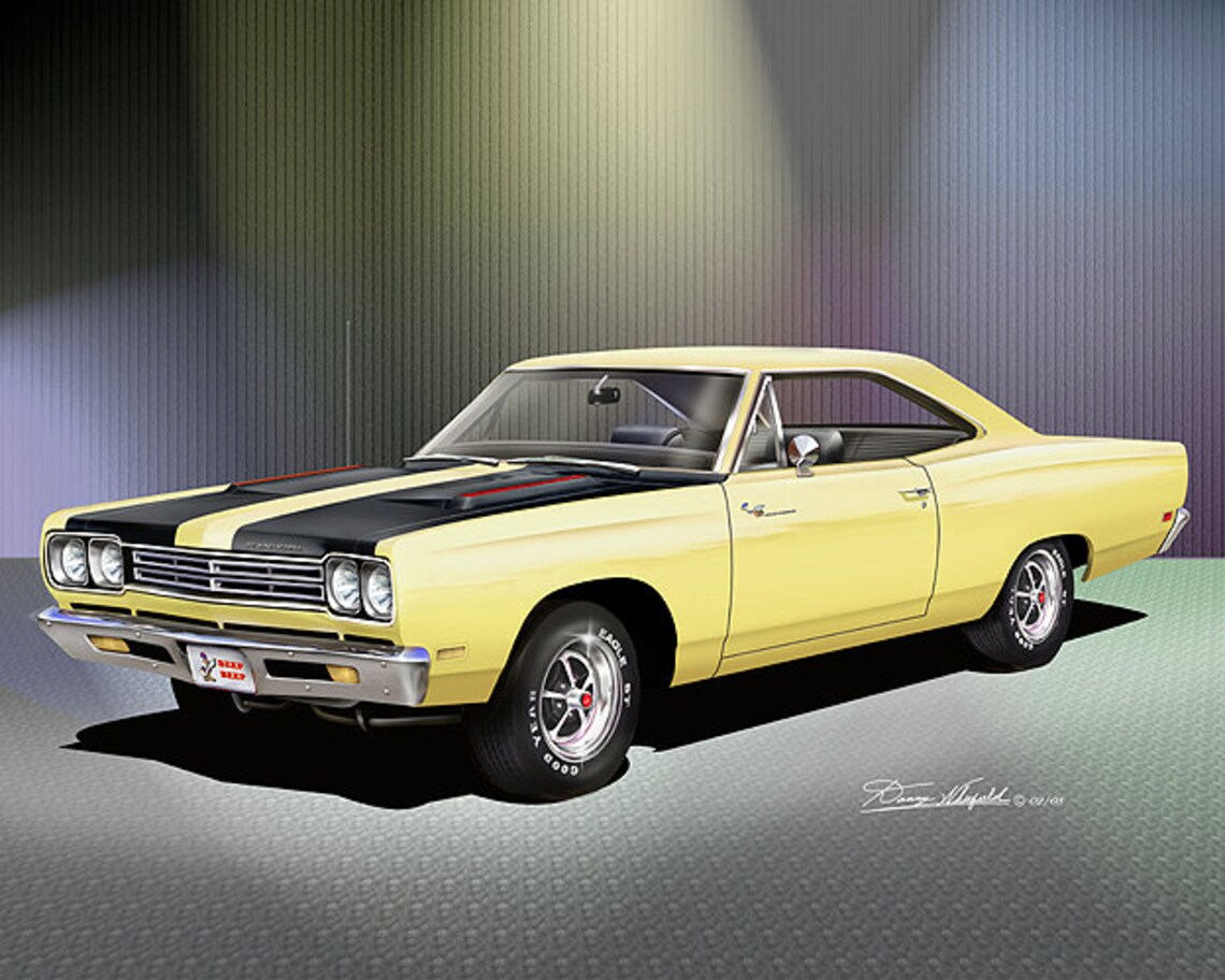 1969 Plymouth Road Runner Art Print: Automotive Illustration - Etsy