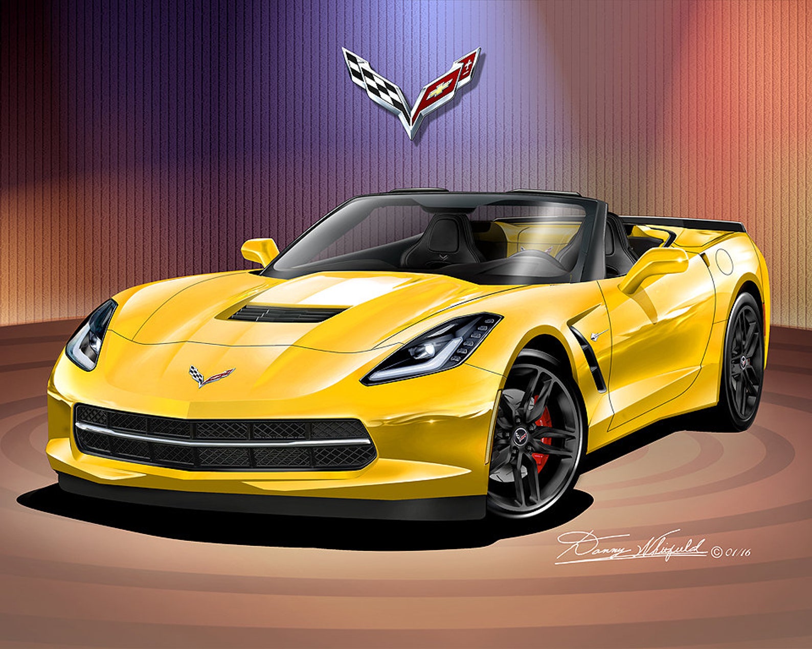 Chevorolet Corvette Art Prints by Danny Whitfield 2014-2019 C7 Corvette ...