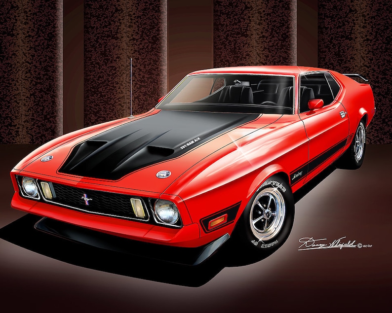 1973 Mustang Mach 1 Fastback Art Prints by Danny Whitfield Comes in 10 ...