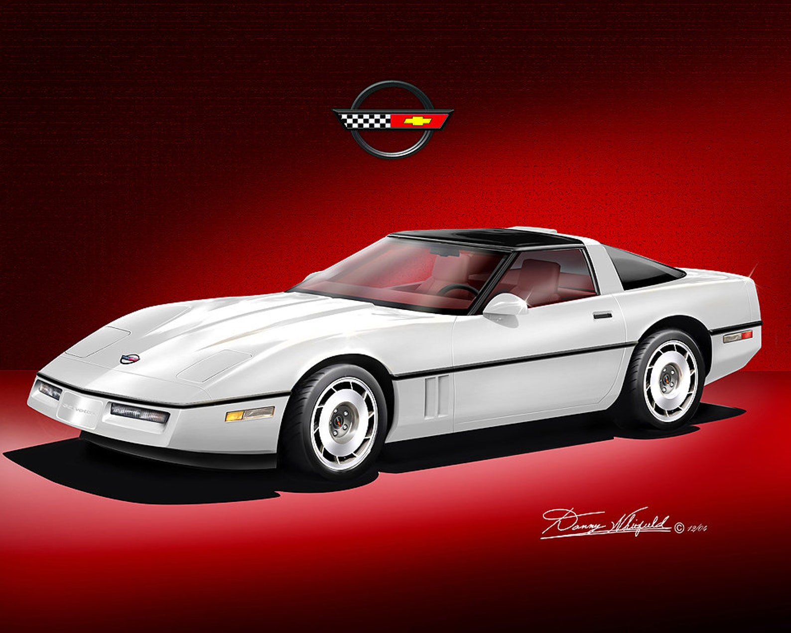 C4 Corvette Art Print: 1984-1990 Vintage Car Poster by Danny Whitfield ...