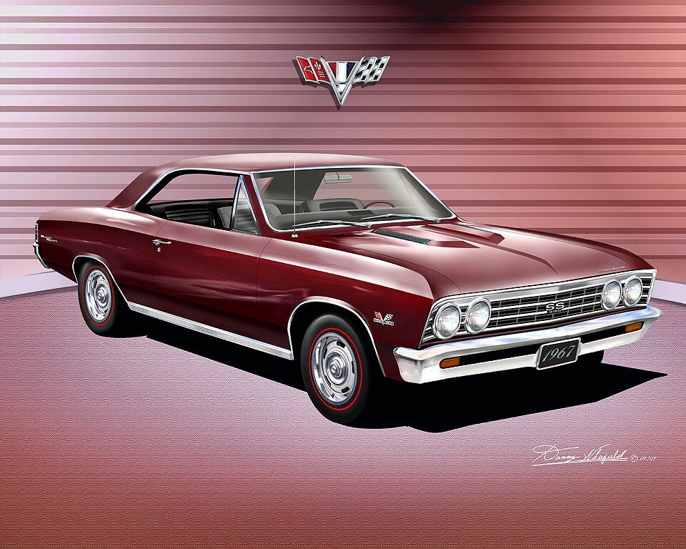 1967 Chevelle Art Print: Vintage Car Poster by Danny Whitfield Comes in ...