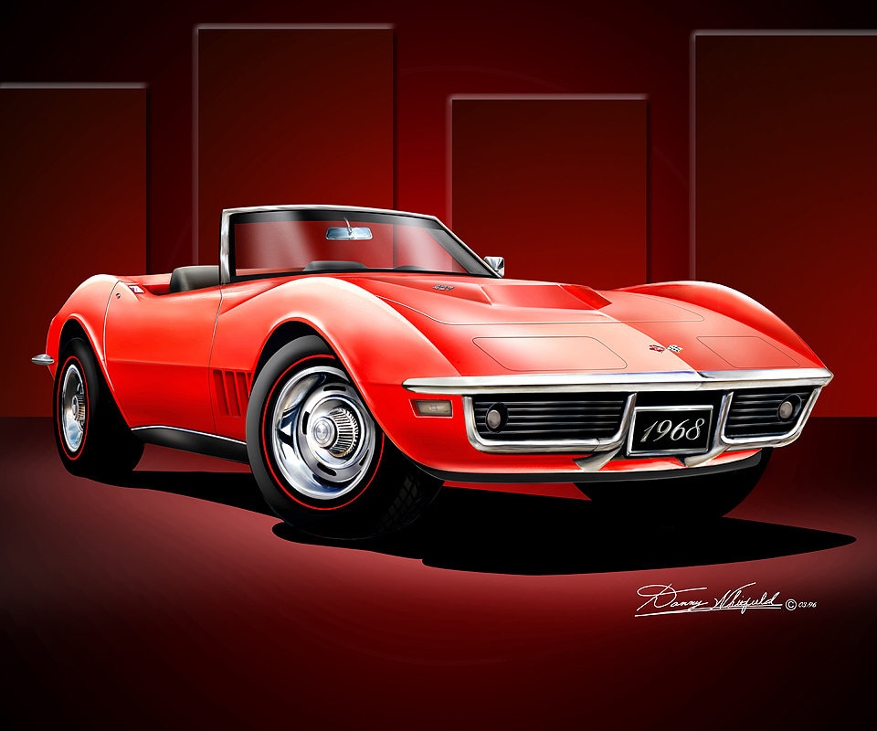 1968 Chevrolet Corvette C3 Art Prints by Danny Whitfield Convertible ...