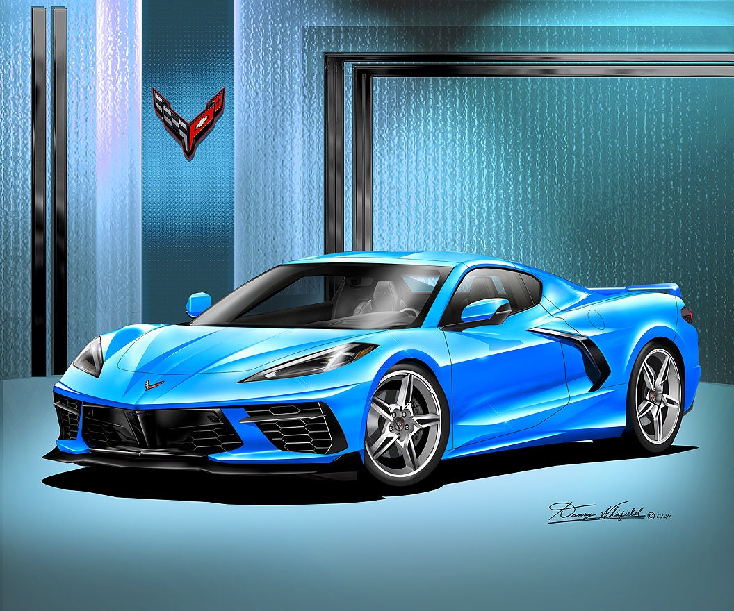 C8 Corvette Stingray Art Print: Vintage Car Poster, Automotive Wall Art ...