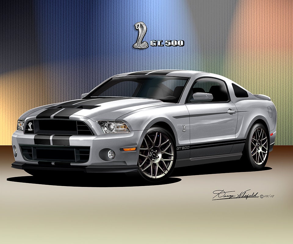 2013-2014 Mustang Shelby Art Print: Automotive Illustration Comes in 5 ...
