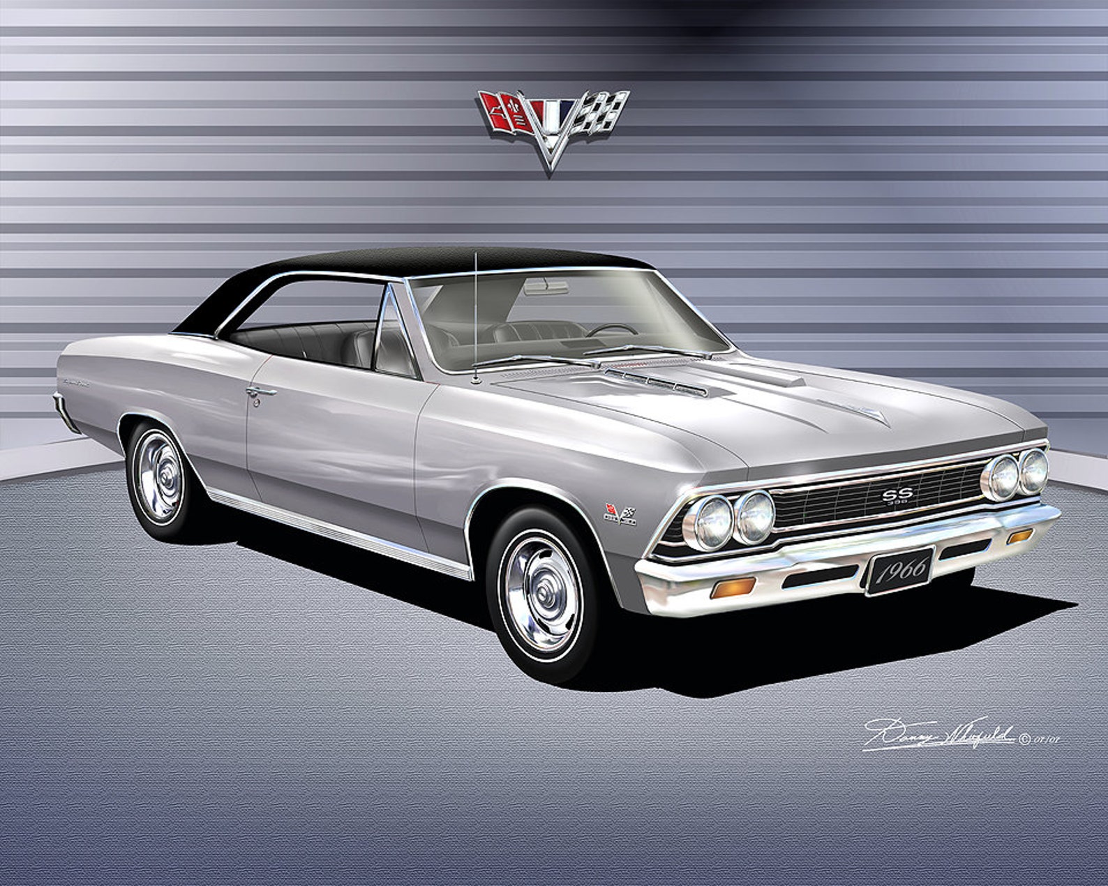 1966 Chevelle Art Print: Vintage Car Poster by Danny Whitfield Comes in ...