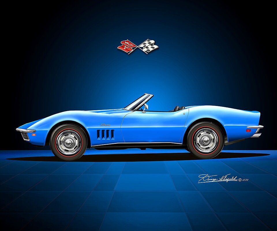 1969 Chevrolet Corvette C3 Roadster Art Prints by Danny Whitfield Coupe ...