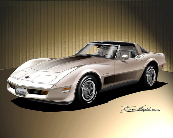 Car artwork 1982 C3 Corvette 30th art prints comes in 2 | Etsy