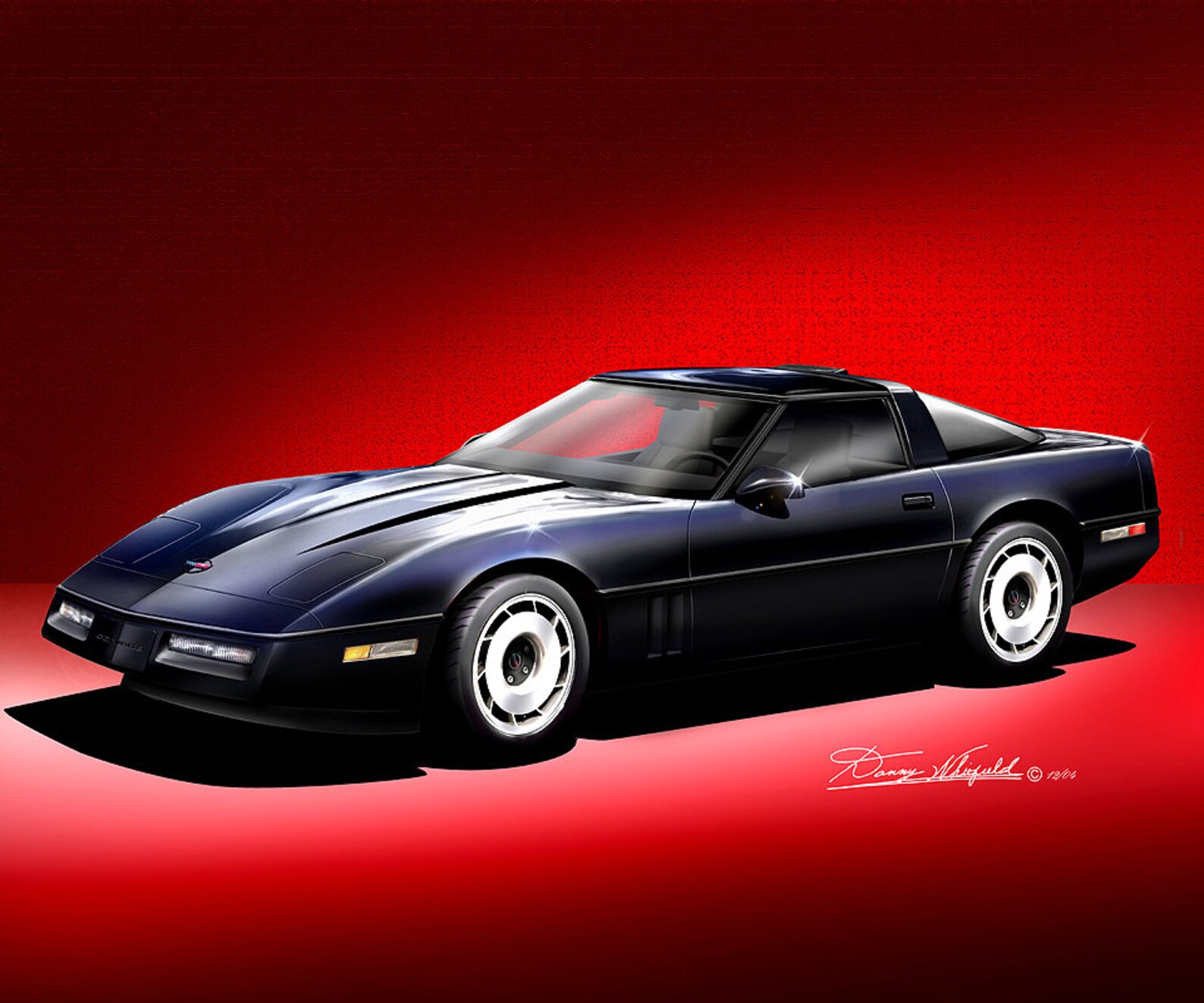 C4 Corvette Art Print: 1984-1990 Vintage Car Poster by Danny Whitfield ...