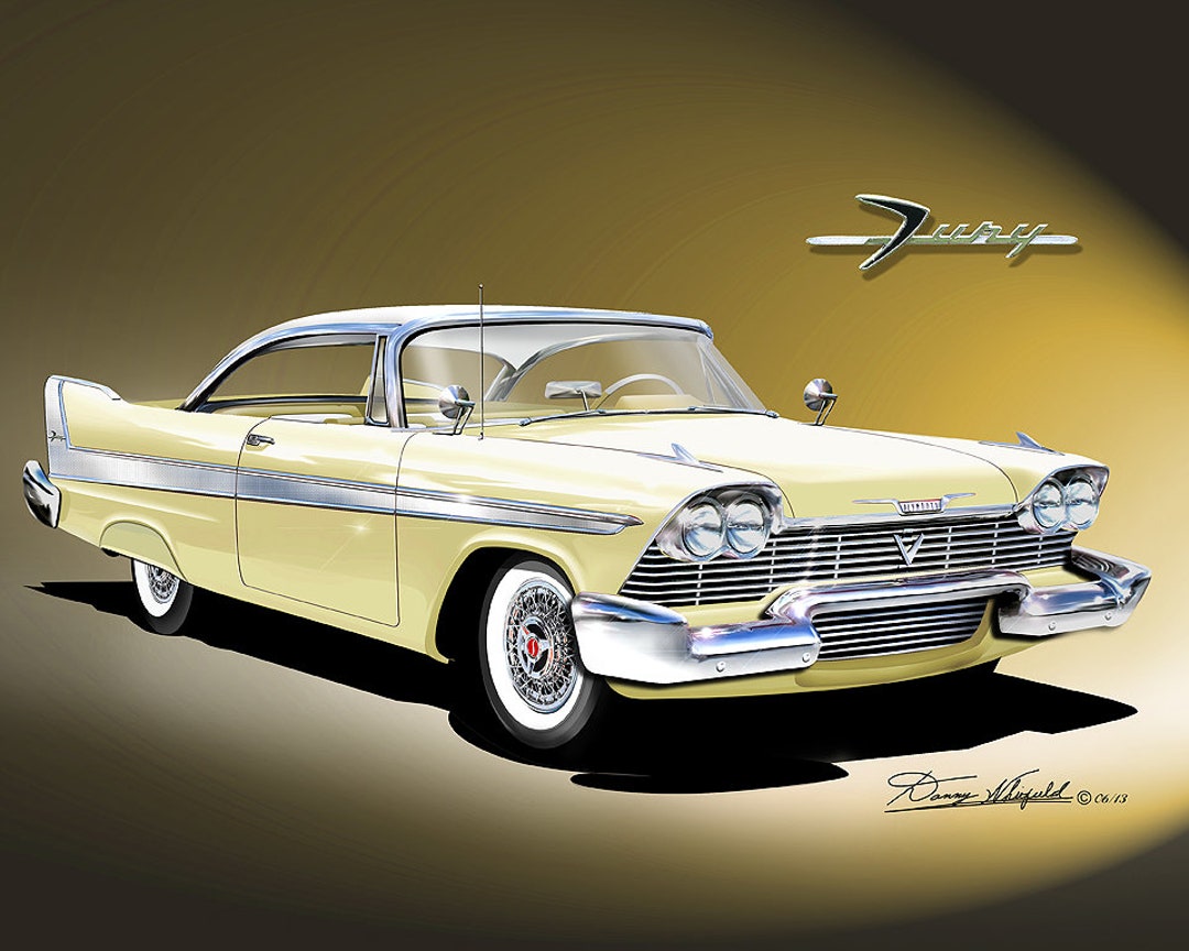 1958 Plymouth Fury Art Print: Vintage Car Poster by Danny Whitfield ...