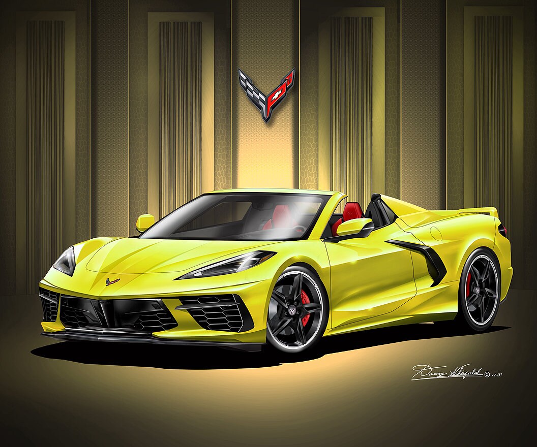 C8 Corvette Stingray Art Print: 10 Styles, Vintage Car Poster Comes in ...
