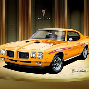 1970 Pontiac GTO Judge Art Print: Car Enthusiast Wall Art Decor Comes ...