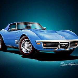 1969 Chevrolet Corvette C3 Art Prints by Danny Whitfield Coupe Comes in ...