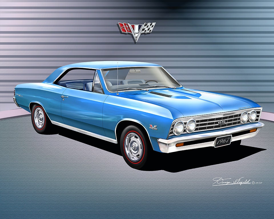 1967 Chevelle Art Print: Vintage Car Poster by Danny Whitfield Comes in ...