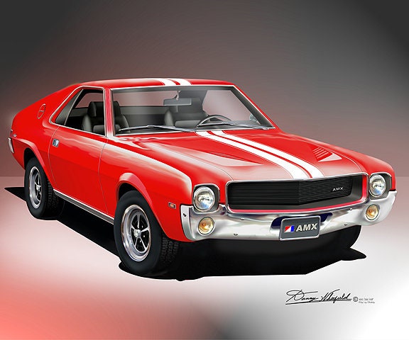 1969 AMC AMX Art Print: Vintage Car Poster, Automotive Wall Art Comes ...