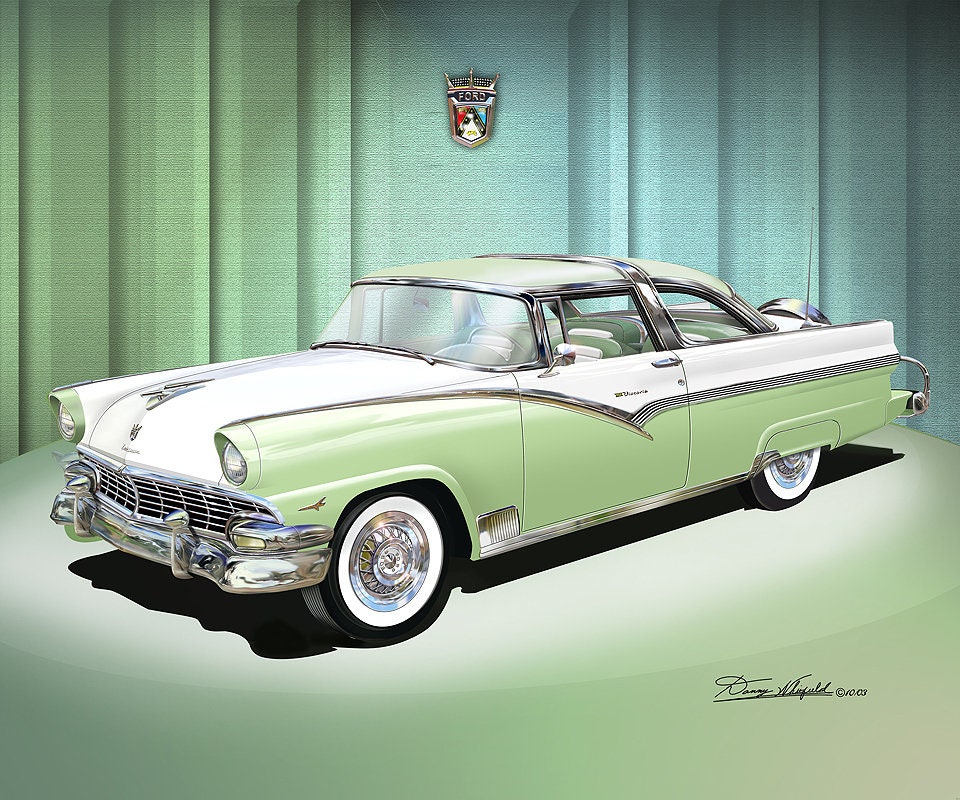 1956 Ford Crown Victoria Art Print: Car Enthusiast Wall Decor Comes in ...