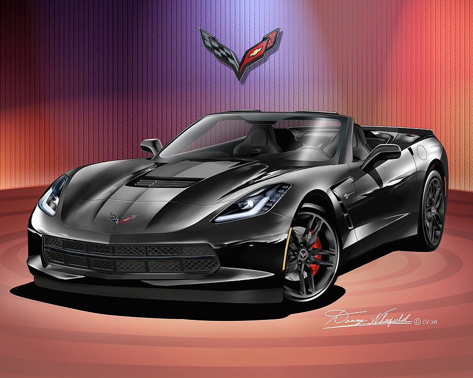 Chevorolet Corvette Art Prints by Danny Whitfield 2014-2019 C7 Corvette ...