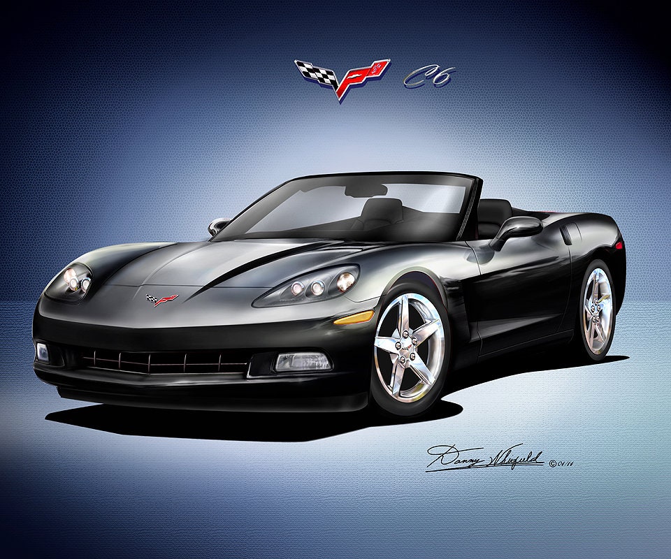 C6 Corvette Art Print: 2005-2012 Car Poster by Danny Whitfield Comes in ...