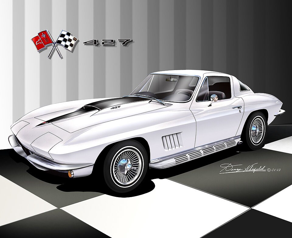 1967 C2 Corvette 427 Coupe Art Print: Vintage Car Poster by Danny ...
