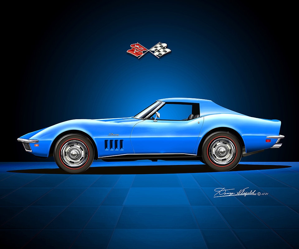 1969 Chevrolet Corvette C3 Roadster Art Prints by Danny Whitfield Coupe ...