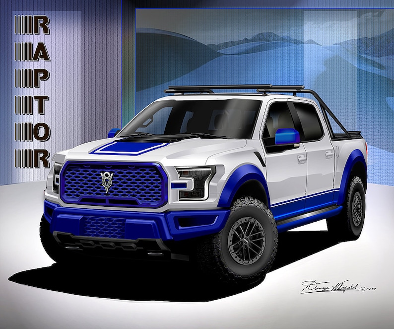2020 Ford F-150 Raptor Truck Art Print: Automotive Wall Decor Comes in ...