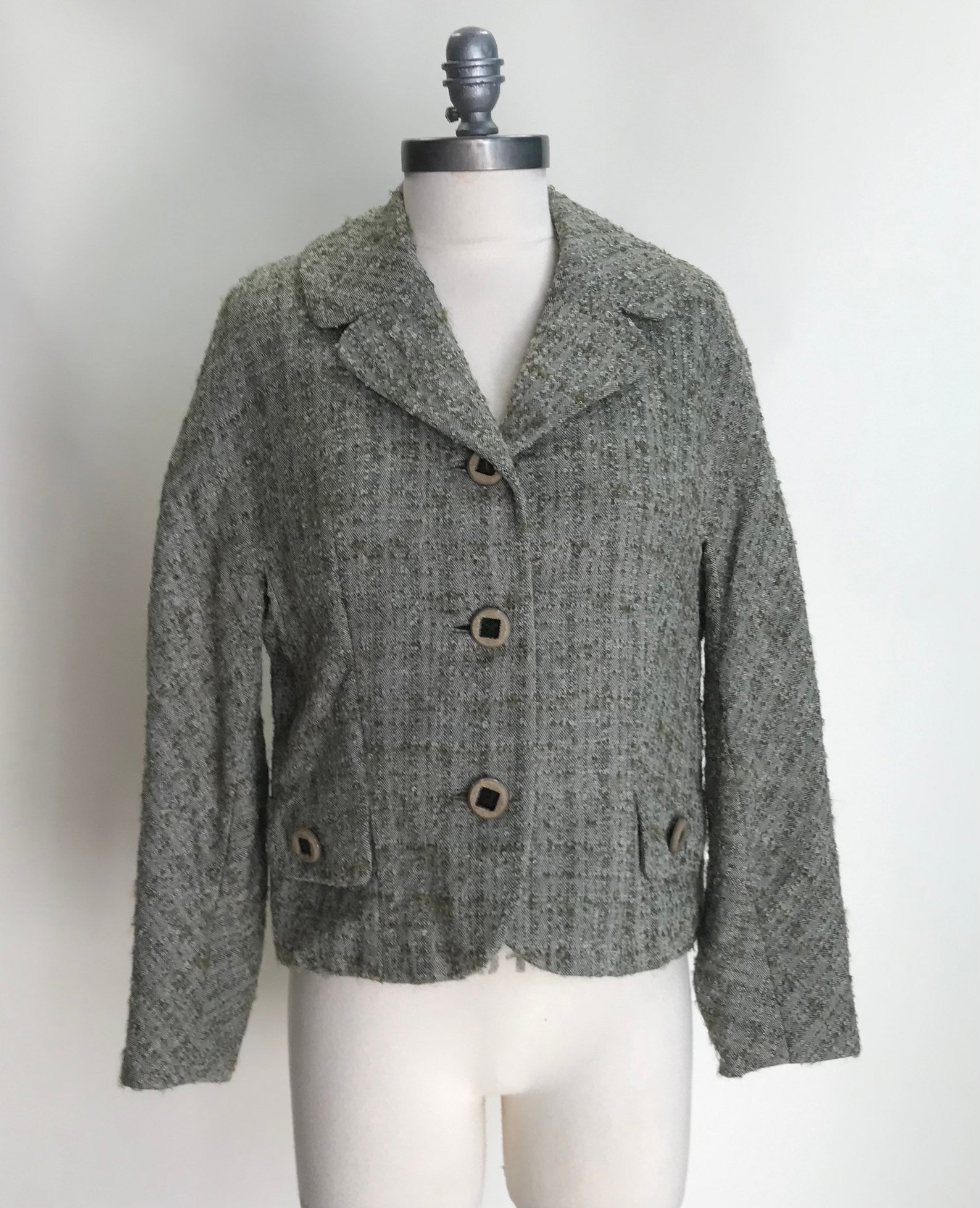 1950/1960's Green Nubby Tweed Jacket W/ Dolman Sleeves - Etsy