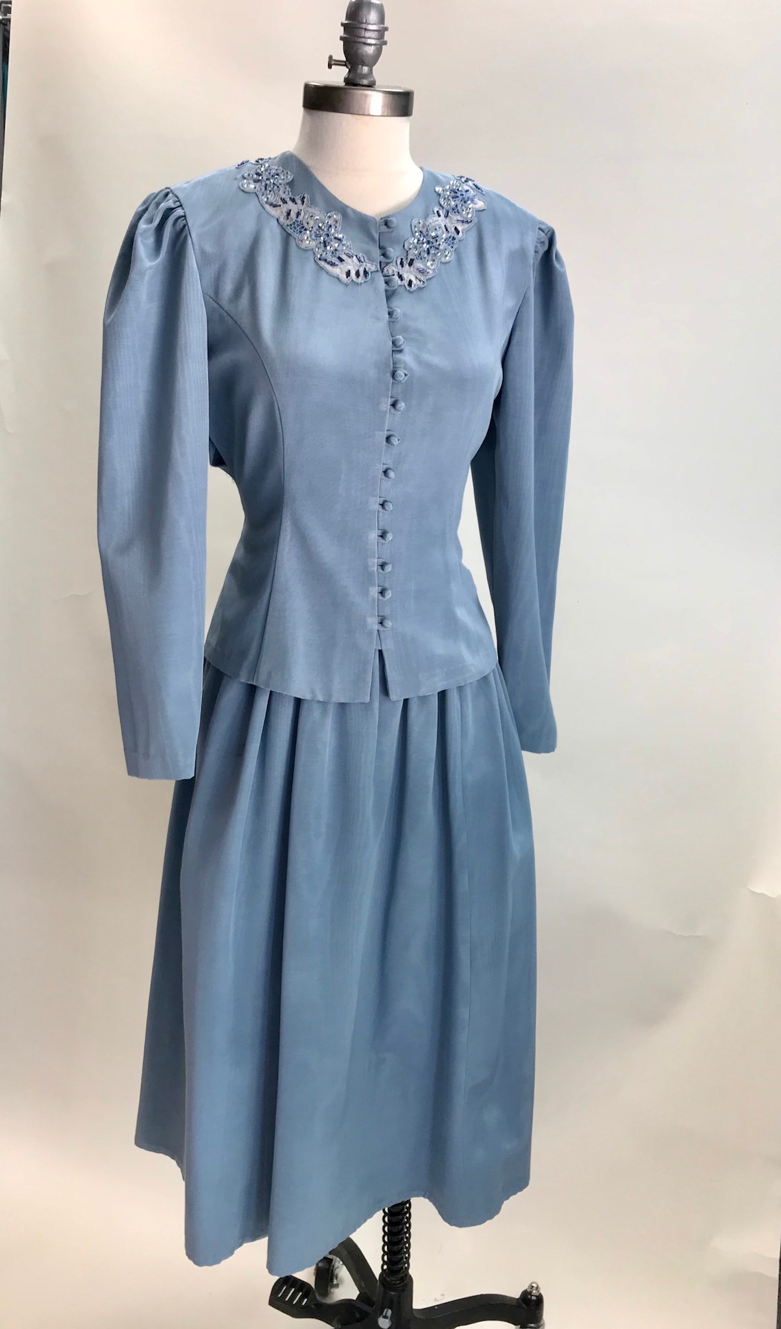 Vintage 1980s Moire Taffeta 2pc Dress//powder Blue Mother of the Bride ...