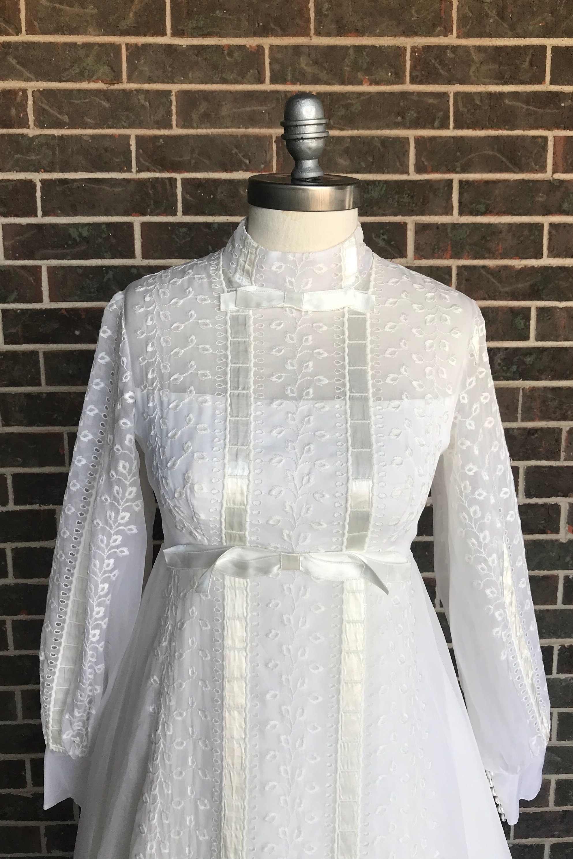 Vintage Regency Style Embroidered Long Sleeve Wedding Gown With Empire ...