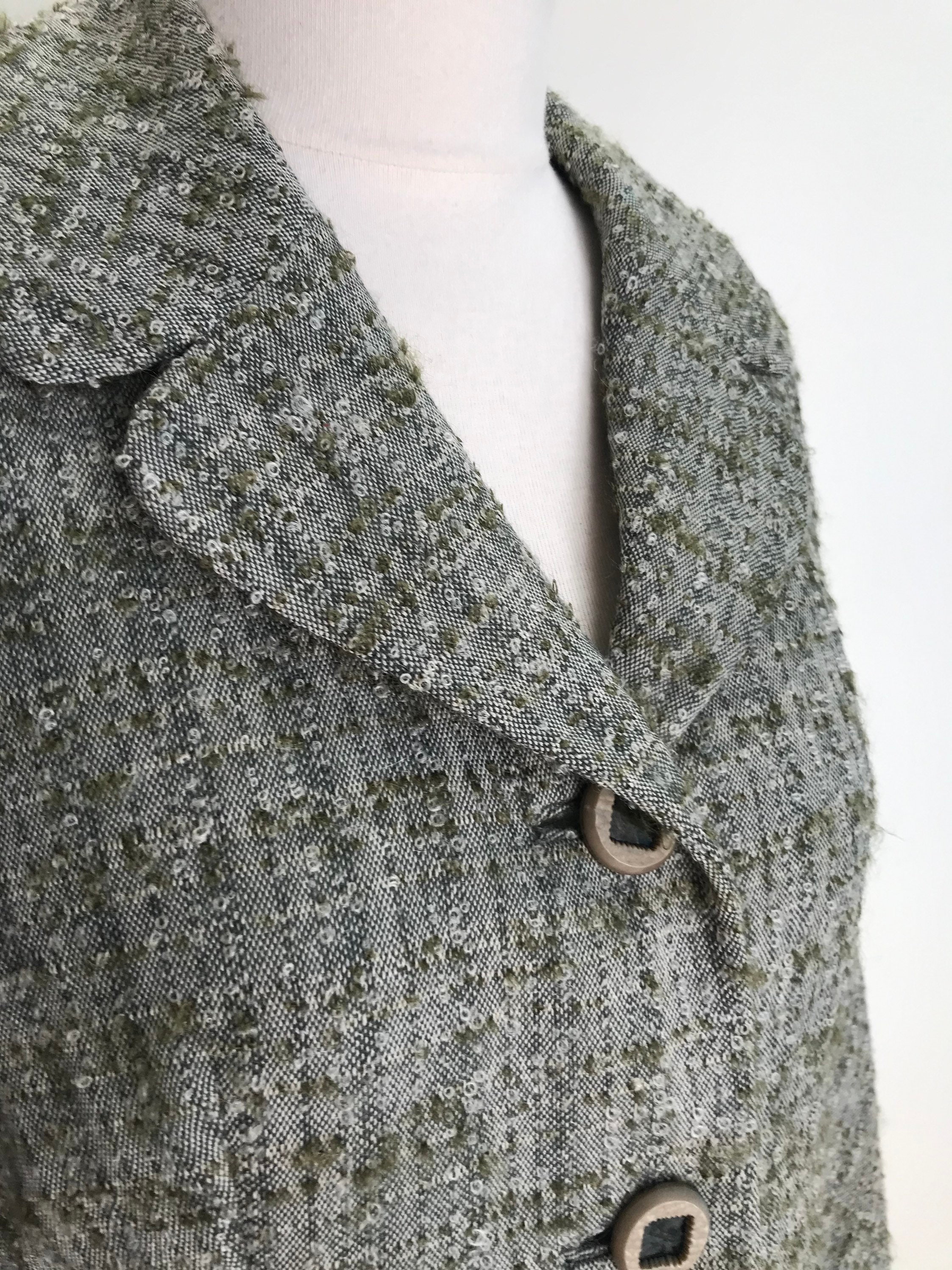1950/1960's Green Nubby Tweed Jacket W/ Dolman Sleeves - Etsy
