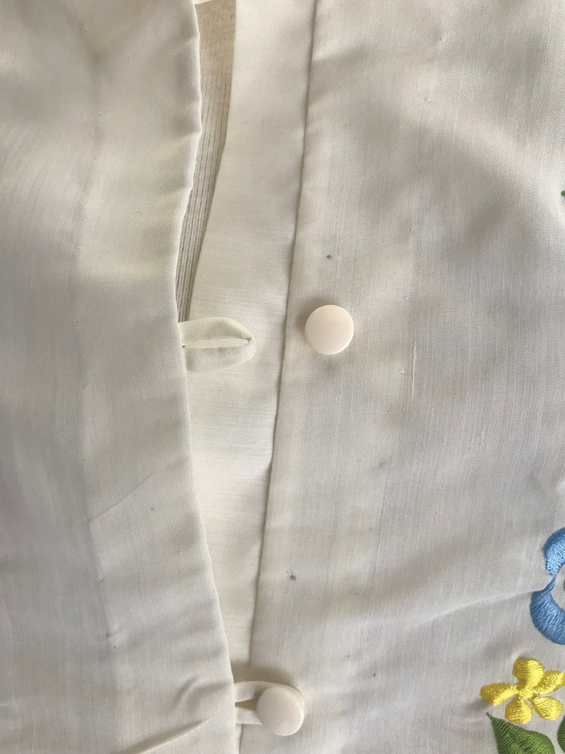 Off White Button up Tunic Embroidered With Pink, Yellow and Blue ...