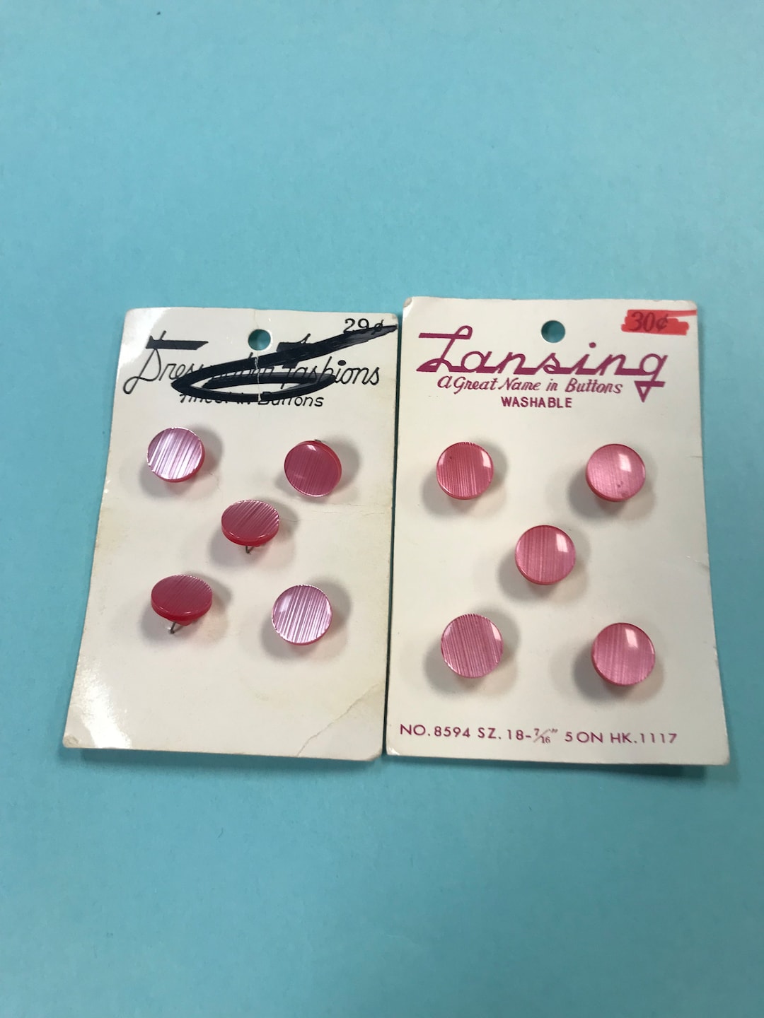 Vintage Pink 7/16" Plastic Shank Button - Etsy