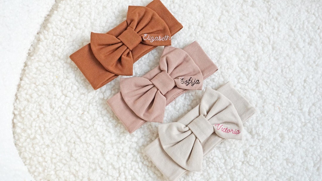 Baby Girl Bow Personalized Newborn Girl Headband Baby Girl Head Wrap ...