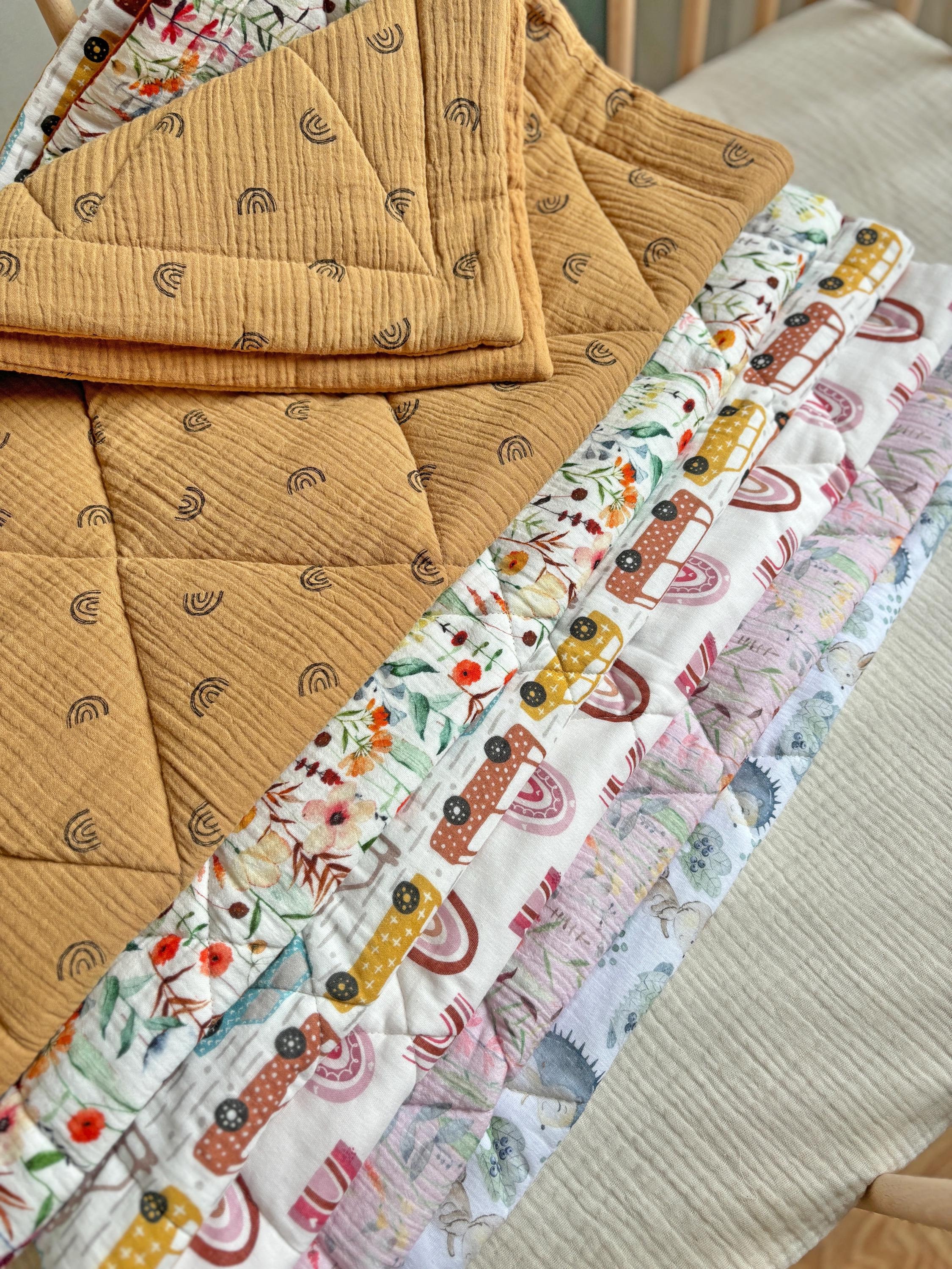 Muslin Baby Quilt Handmade Crib Quilt for Baby Girl Blanket Floral Baby ...