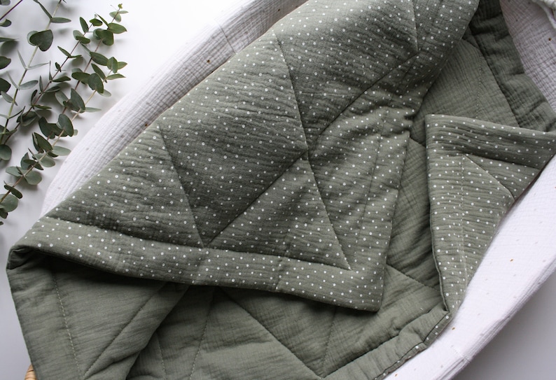 Quilted Baby Blanket Baby Quilt Muslin Baby Blanket Olive Baby Quilt ...