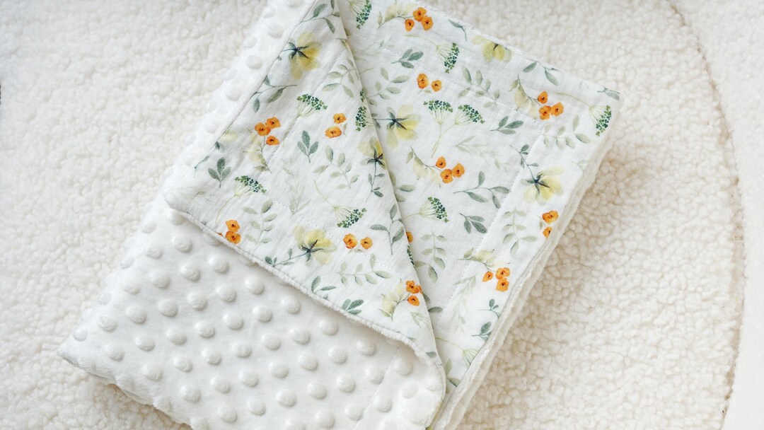 Floral Baby Blanket With Name Minky Baby Blanket Personalized Newborn ...