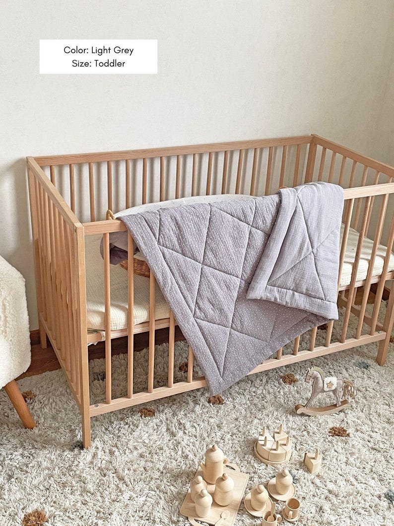 Toddler Quilt Quilted Baby Blanket Muslin Neutral Baby Quilt Muslin ...