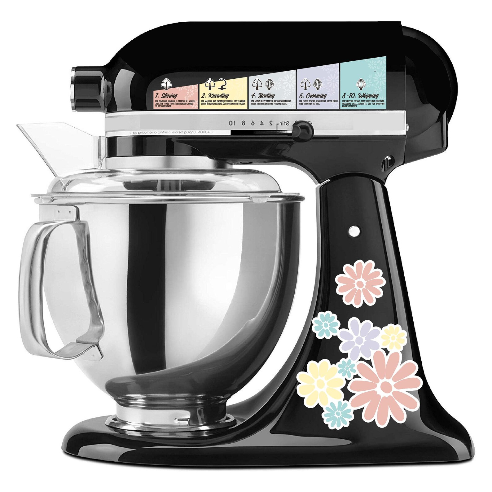 Pastel Rainbow Mixer Speed Settings Flower Pattern Decal Set for Large ...