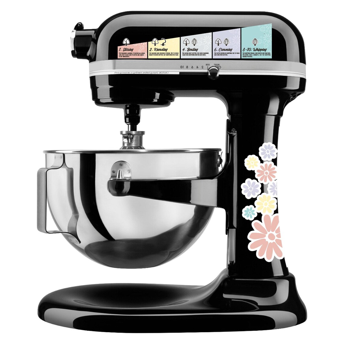 Pastel Rainbow Mixer Speed Settings Flower Pattern Decal Set | Etsy