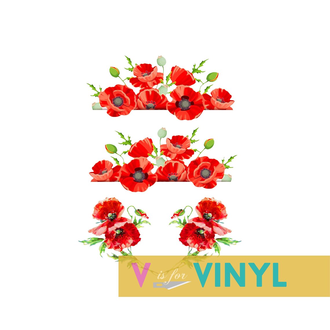 Watercolor Poppies Vinyl Decal Set for Large Stand Mixers | Etsy