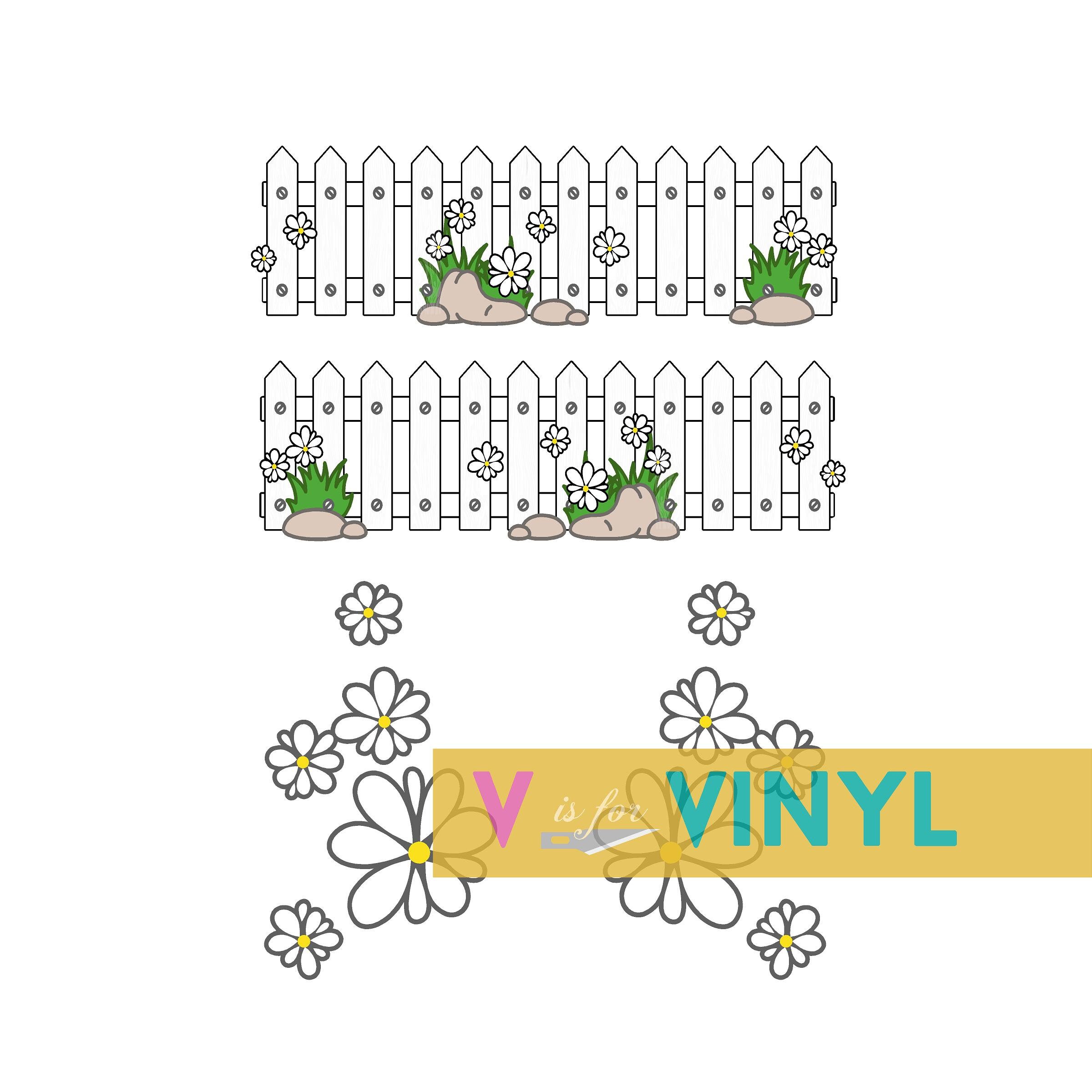 White Picket Fence Printed Vinyl Decal Sticker Set for Large | Etsy