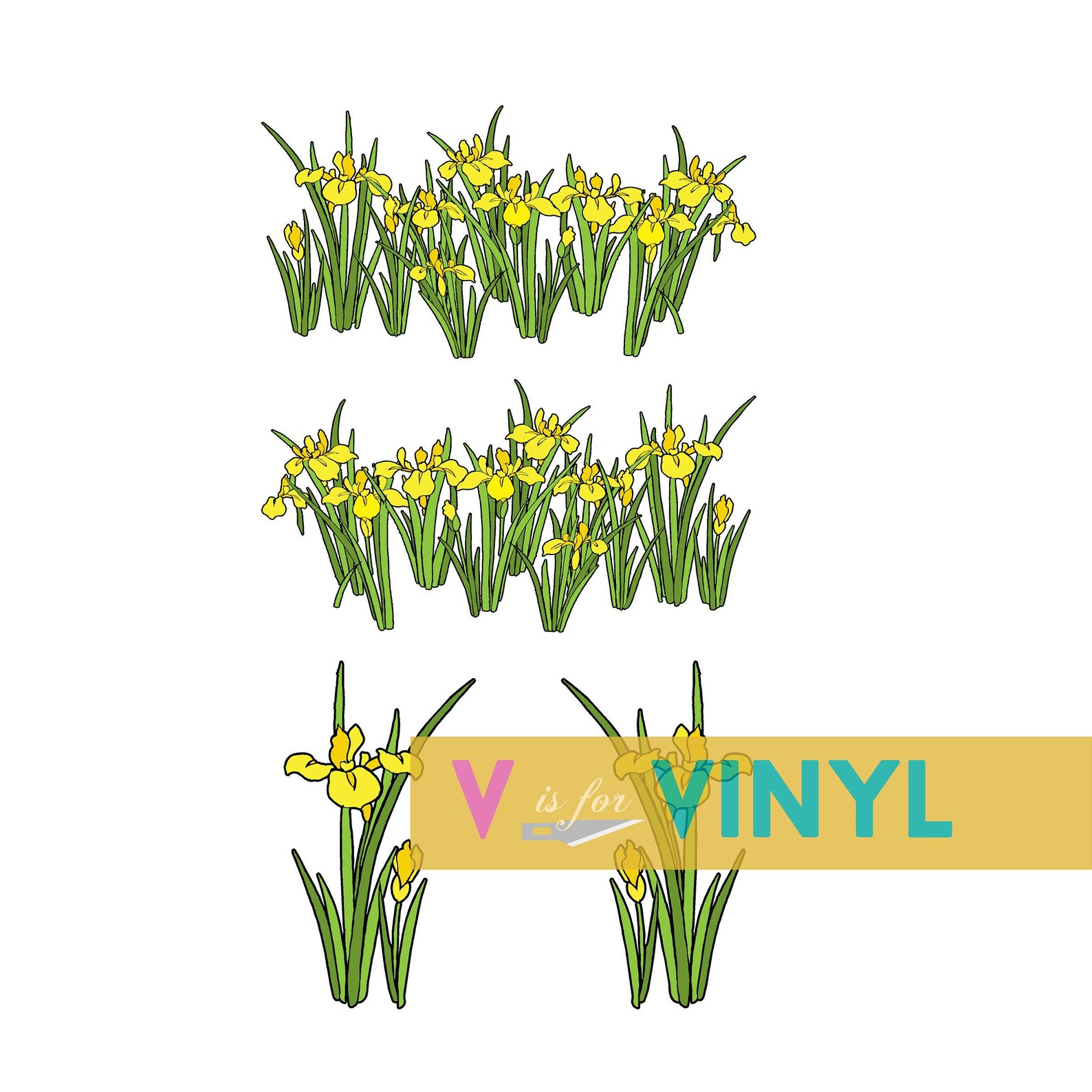 Yellow Iris Flowers Printed Vinyl Decal Sticker Set for - Etsy