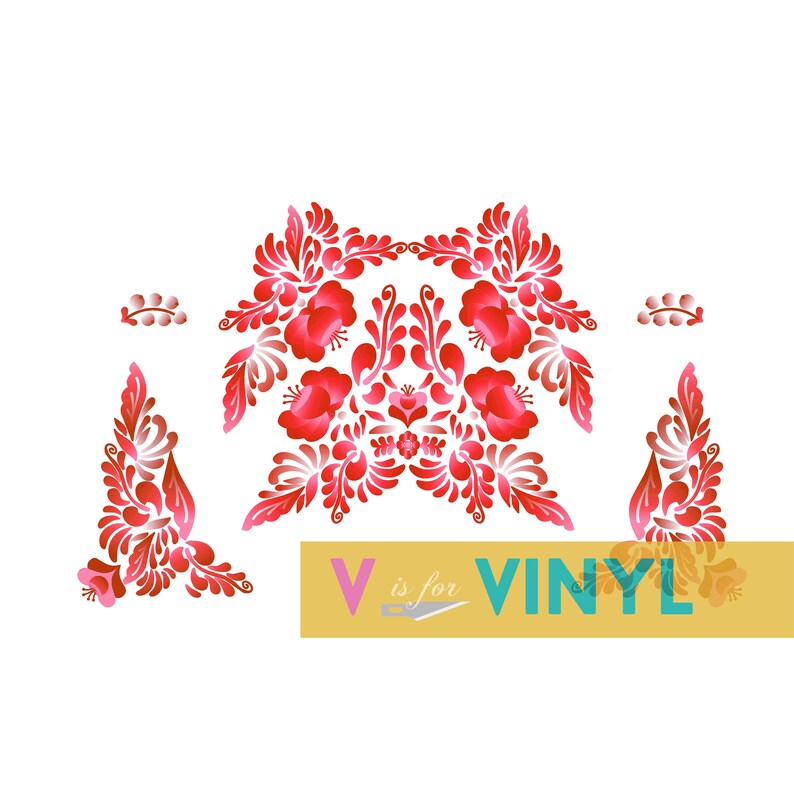 Bright Red Russian Folk Art Decal Set for Large Stand Mixers | Etsy