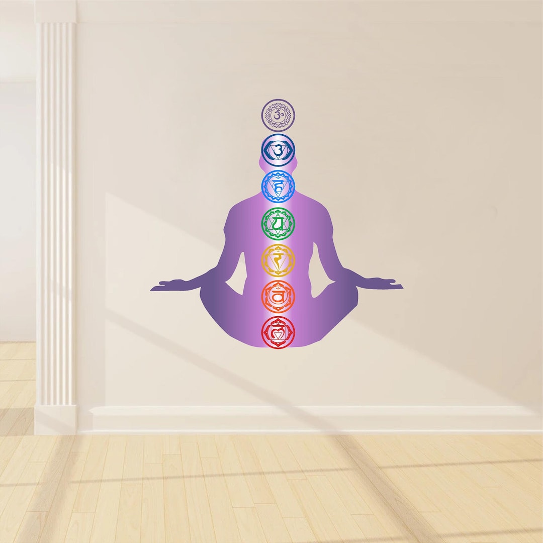 Seven Chakras Yoga Pose Vinyl Decal for Walls, Windows and Any Smooth ...