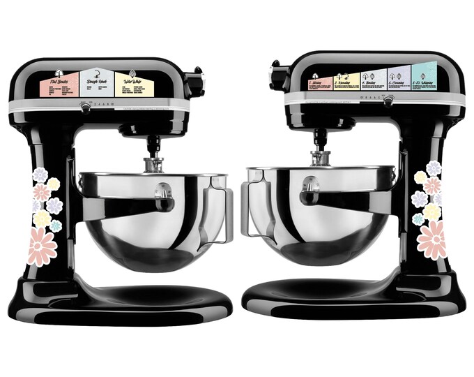 Pastel Rainbow Mixer Speed Settings Flower Pattern Decal Set for 6qt ...