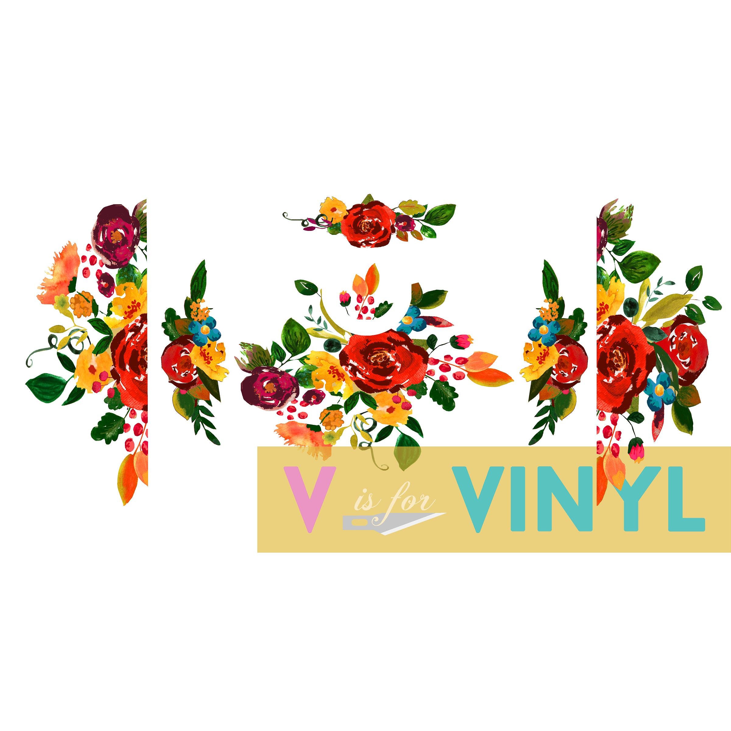 Vintage Watercolor Floral Printed Vinyl Decal Set for Standard | Etsy