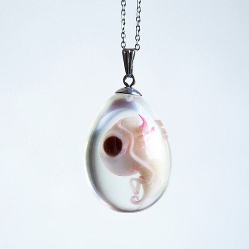 Polymer Clay Baby Alien Embryo Tadpole Necklace by Cocoontoy - Etsy